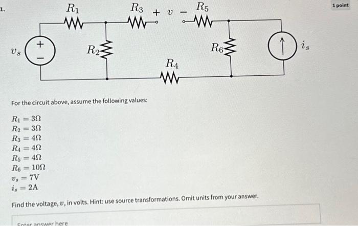 Solved For the circuit above, assume the following values: | Chegg.com