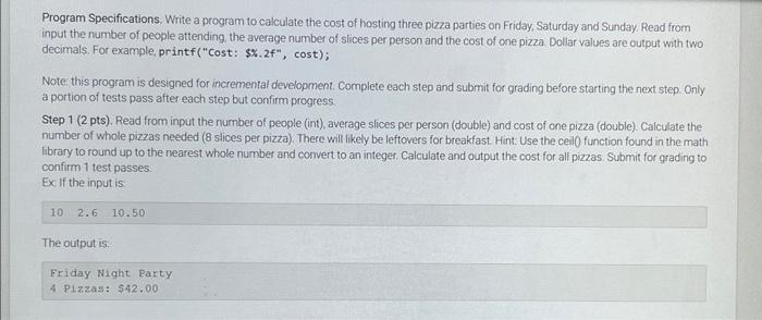 Solved Program Specifications. Write a program to calculate | Chegg.com