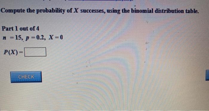 Solved Compute the probability of X successes, using the | Chegg.com