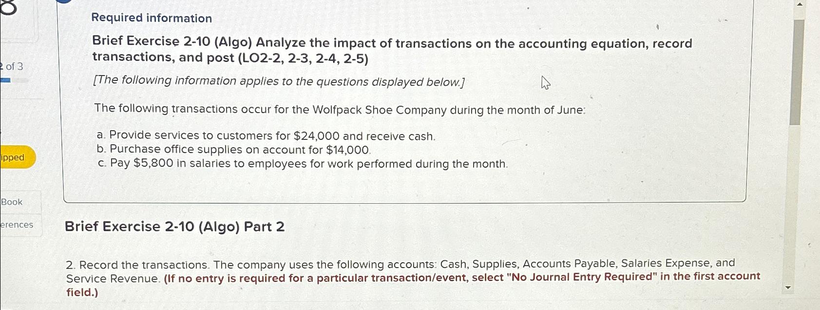 Solved Required informationBrief Exercise 2-10 (Algo) | Chegg.com