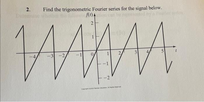 Solved Find the trigonometric Fourier series for the signal | Chegg.com