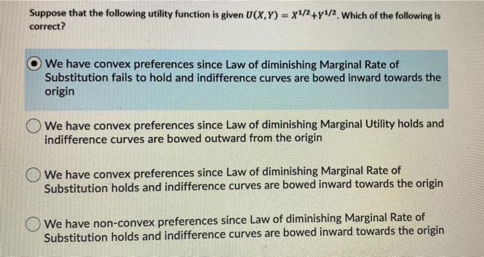 Solved Suppose that the following utility function is given | Chegg.com