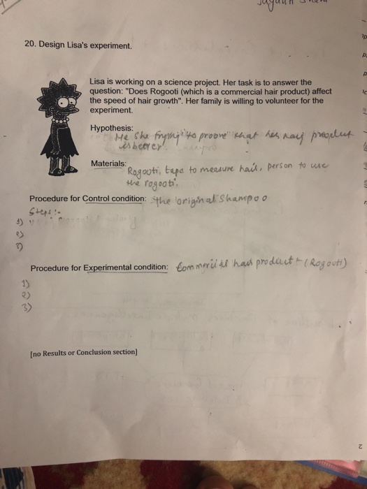 Solved 20. Design Lisa's experiment. Lisa is working on a | Chegg.com