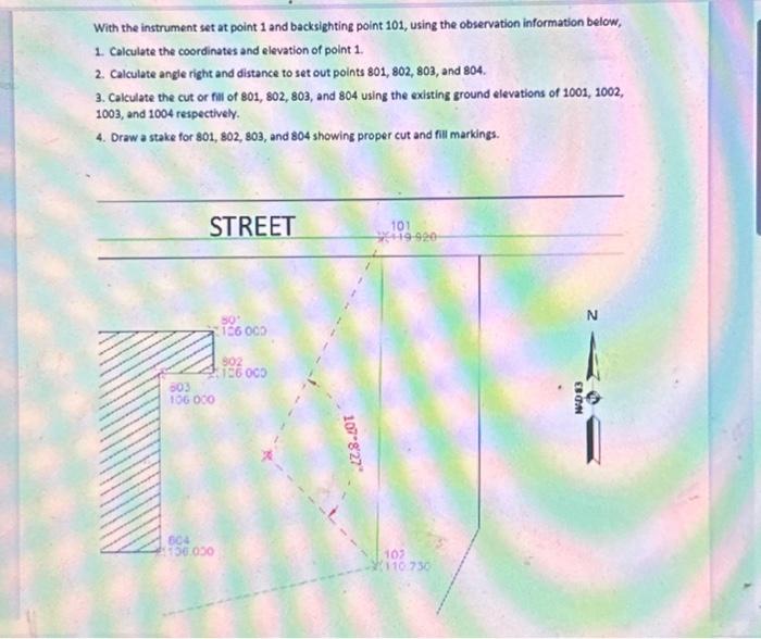 With the instrument set at point 1 and backsighting | Chegg.com