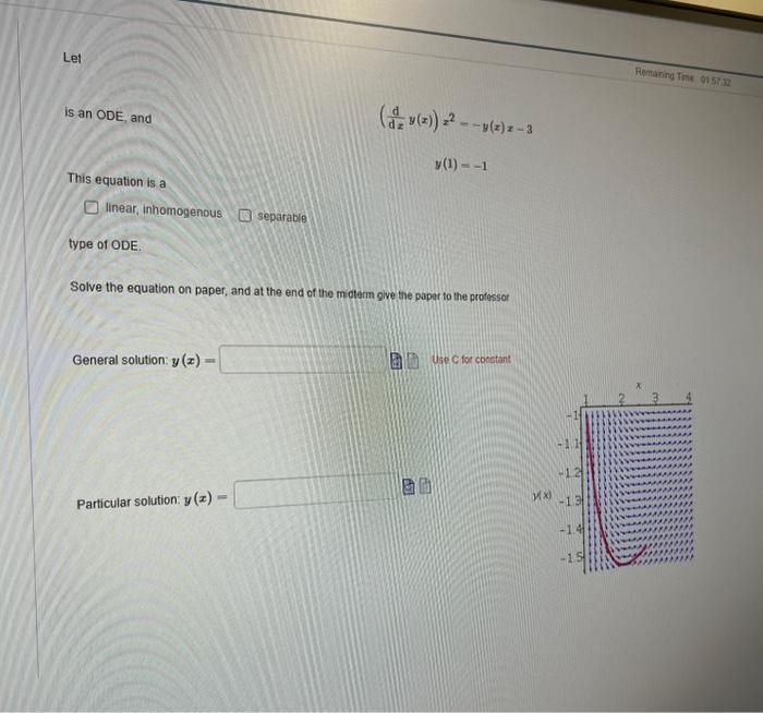 Solved is an ODE, and (dzdy(x))x2=−y(z)x−3 This equation is | Chegg.com