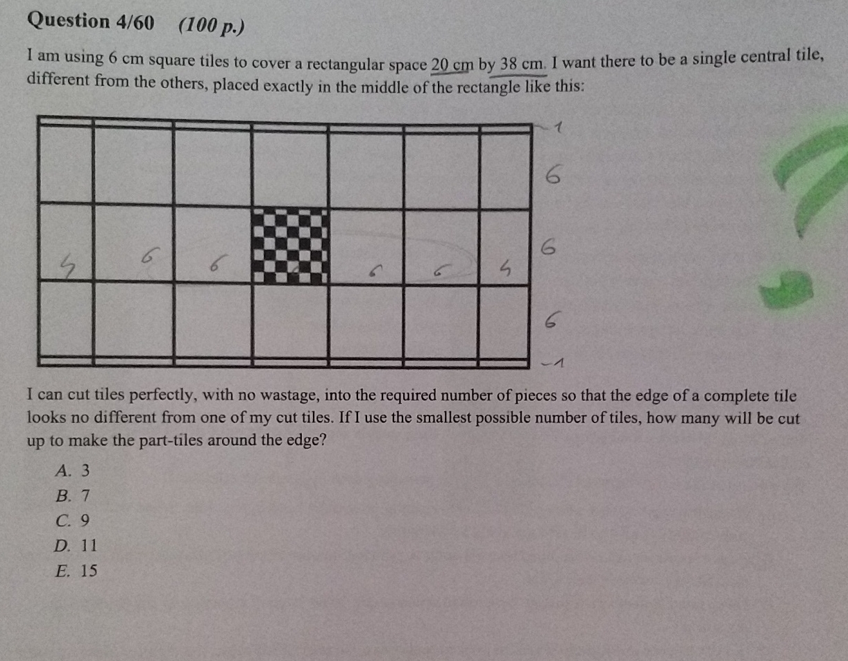 Solved Question 4/60 (100 ﻿p.)1 ﻿am using 6 ﻿cm square tiles | Chegg.com