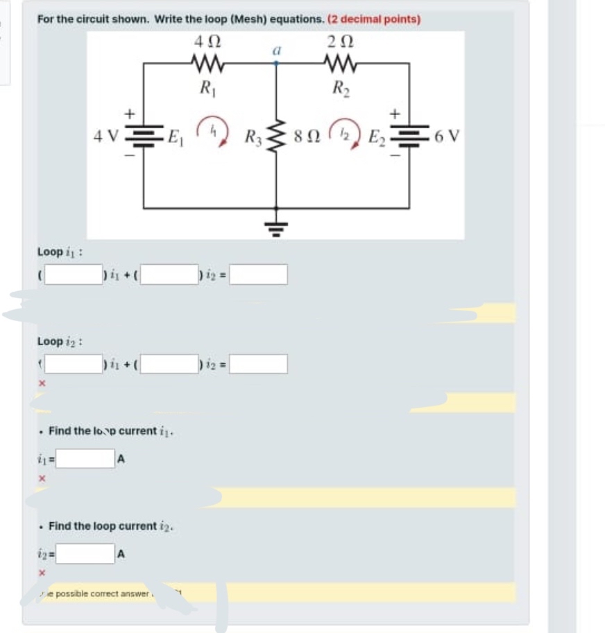Solved For the circuit shown. Write the loop (Mesh) | Chegg.com