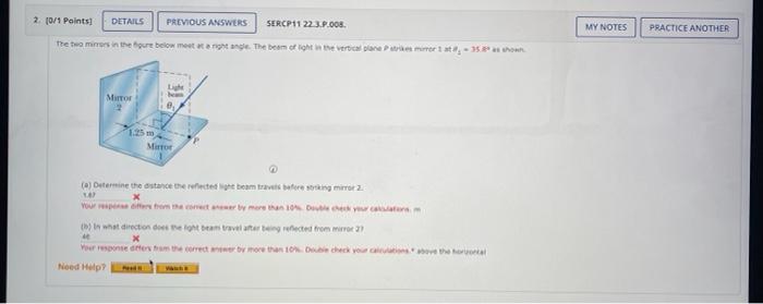 Solved The two mirrors in the figure below meet at a right | Chegg.com