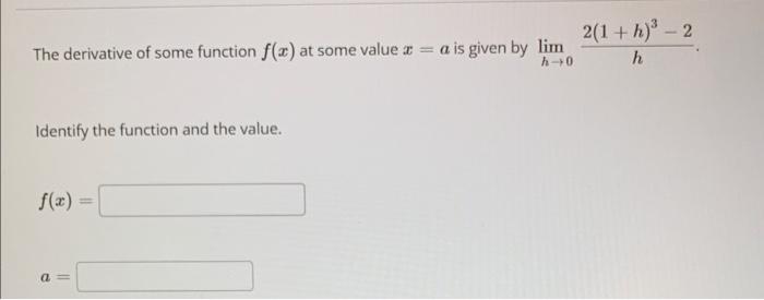 Solved The derivative of some function f(x) at some value | Chegg.com