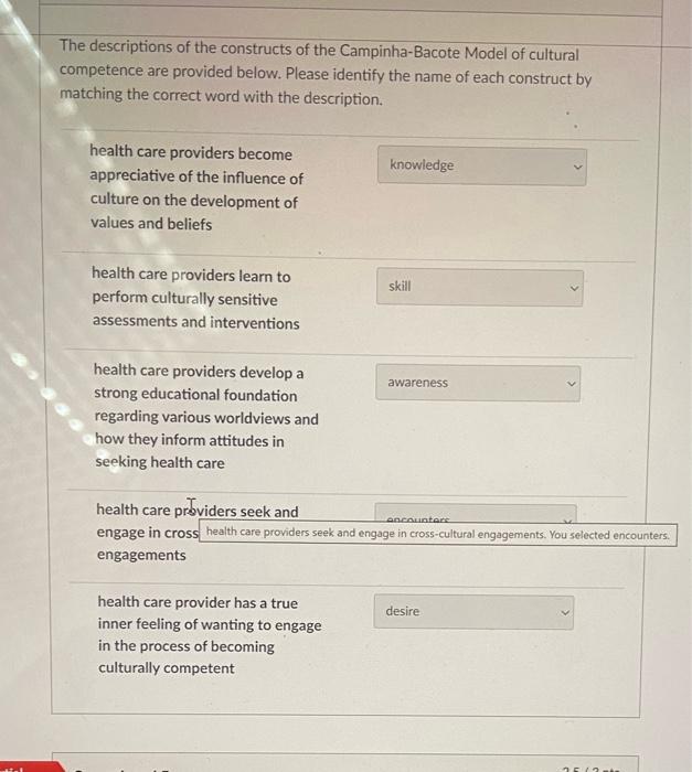 The descriptions of the constructs of the | Chegg.com