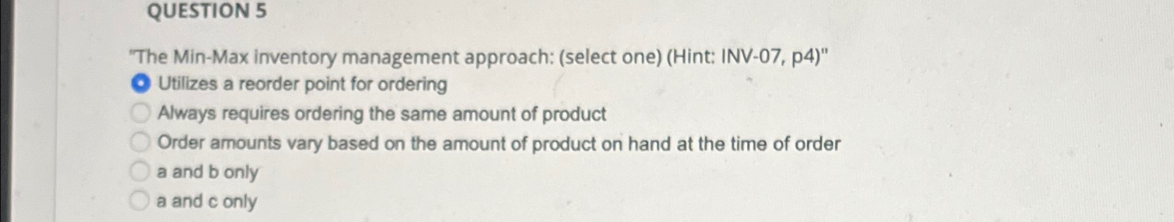 Solved QUESTION 5"The Min-Max inventory management approach: | Chegg.com