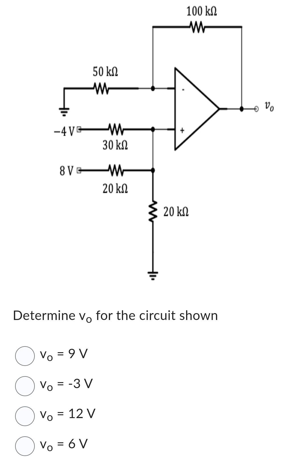 Solved Determine v0 for the circuit shown v0=9 Vv0=−3Vv0=12 | Chegg.com