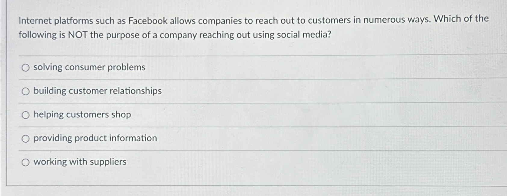 Solved Internet platforms such as Facebook allows companies | Chegg.com