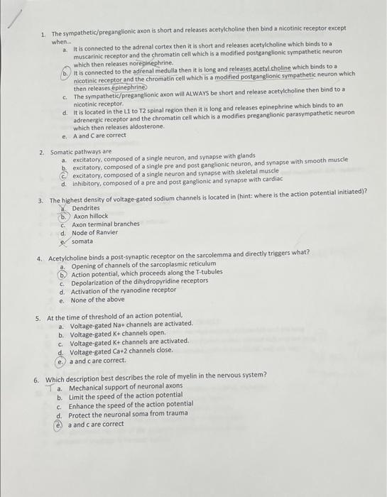 Solved 1. The sympathetic/preganglionic axon is short and | Chegg.com