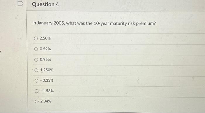 In January 2005 , what was the 10 -year maturity risk | Chegg.com