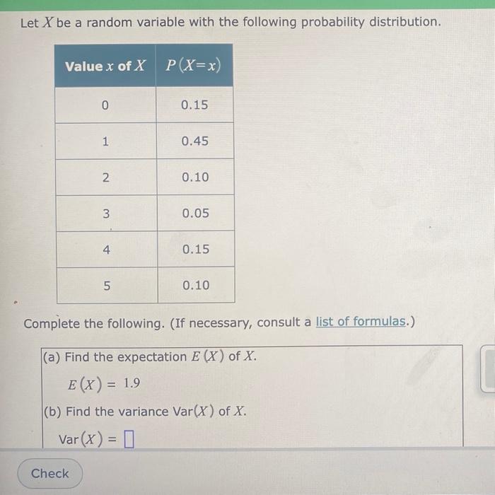 Solved Let X be a random variable with the following | Chegg.com