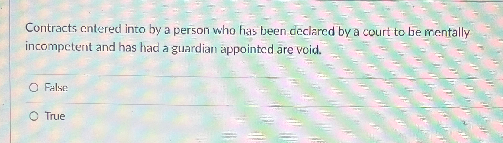 Solved Contracts entered into by a person who has been | Chegg.com