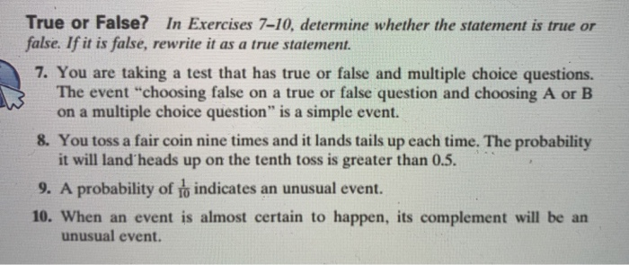 Solved True or False? In Exercises 7-10, determine whether | Chegg.com