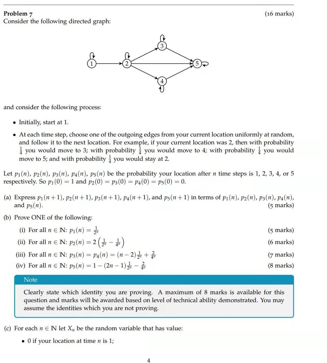 Solved (16 marks) Problem 7 Consider the following directed | Chegg.com