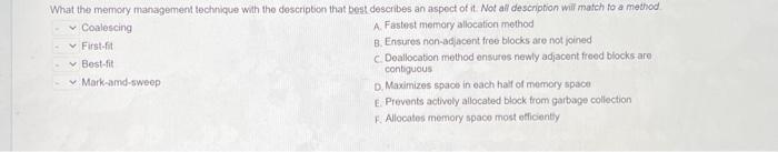 Solved What the memory management technique with the | Chegg.com