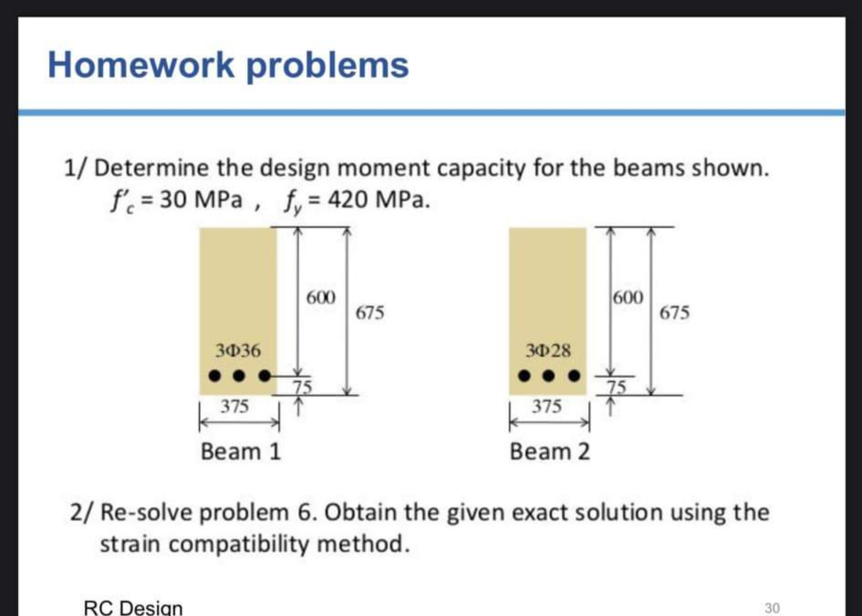 Solved 1/ ﻿Determine the design moment capacity for the | Chegg.com