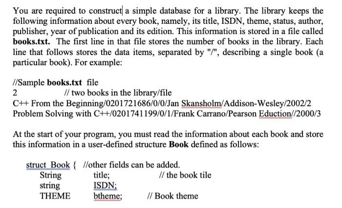 Solved You are required to construct a simple database for a | Chegg.com