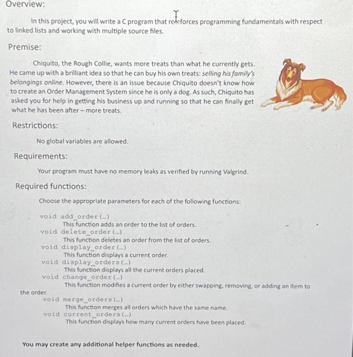 Solved uverview: In this project, you will write a C program | Chegg.com