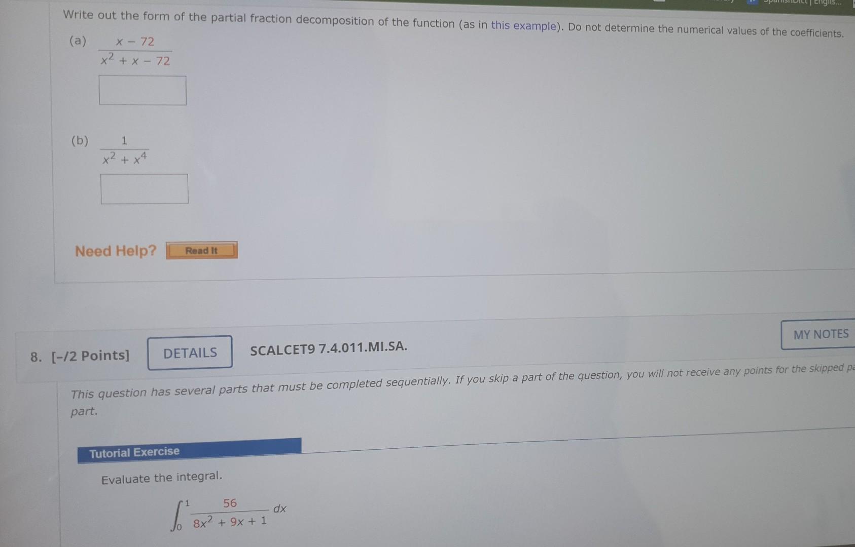 Solved SCALCET9 7.1.014. Evaluate the integral. (Use C for | Chegg.com
