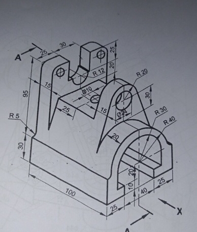 Solved using AutoCAD sectional orthographic projection with | Chegg.com