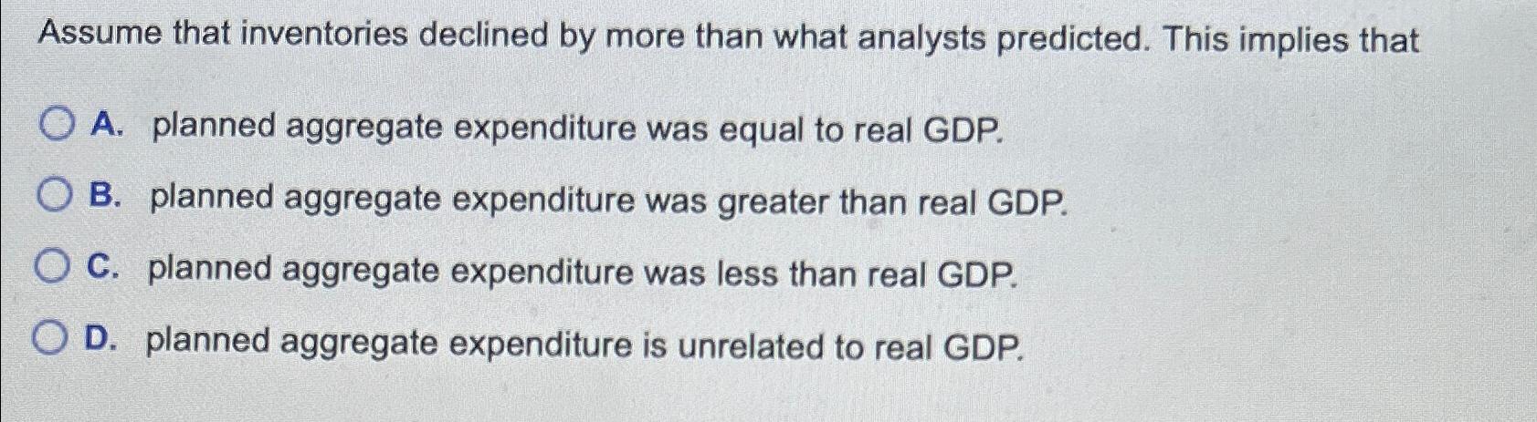 Solved Assume that inventories declined by more than what | Chegg.com