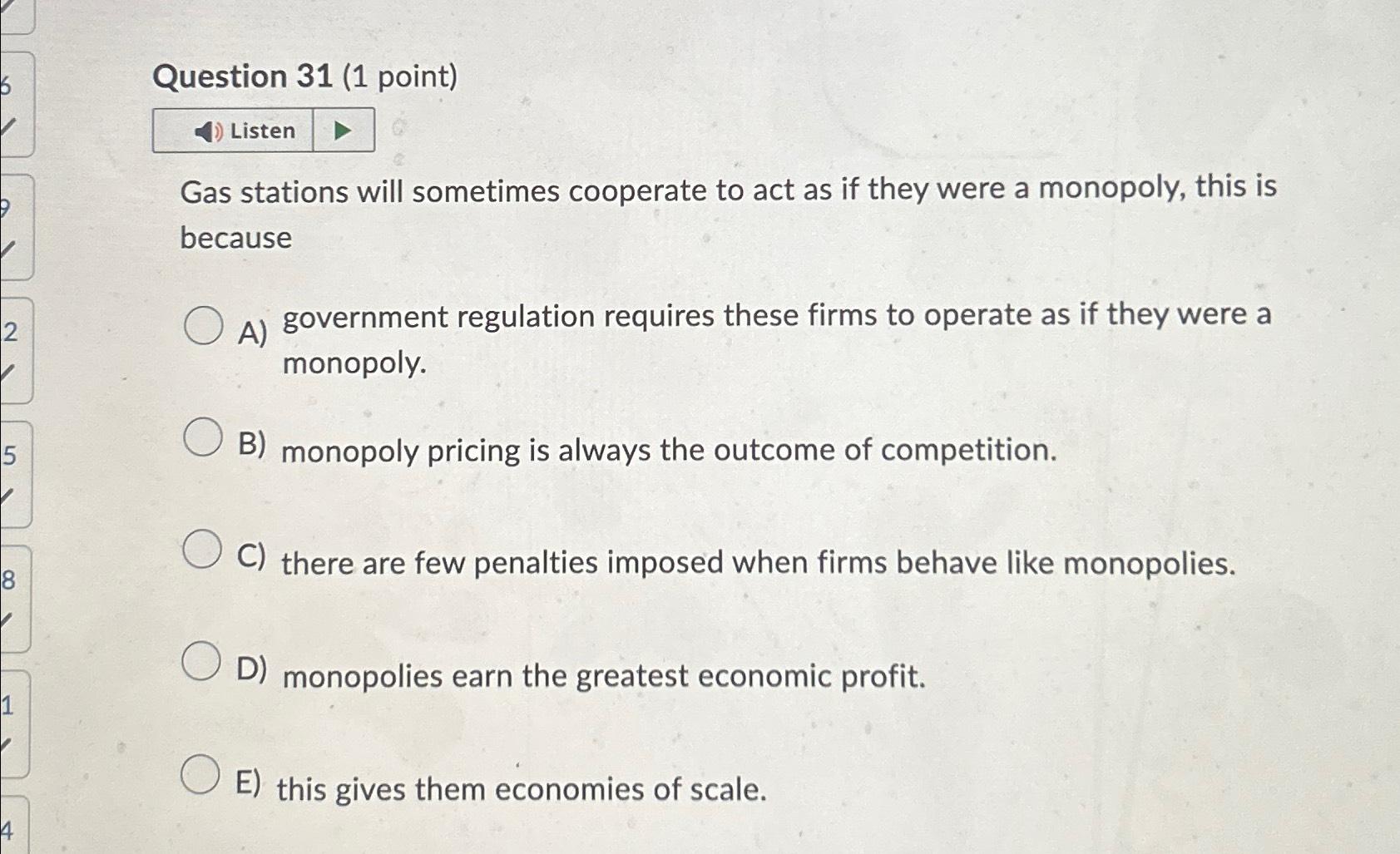 Solved Question 31 (1 ﻿point)Gas stations will sometimes | Chegg.com