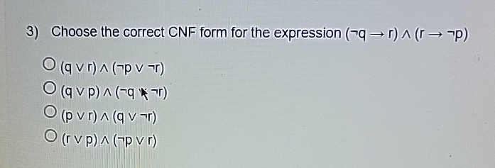Solved Choose the correct CNF form for the expression | Chegg.com