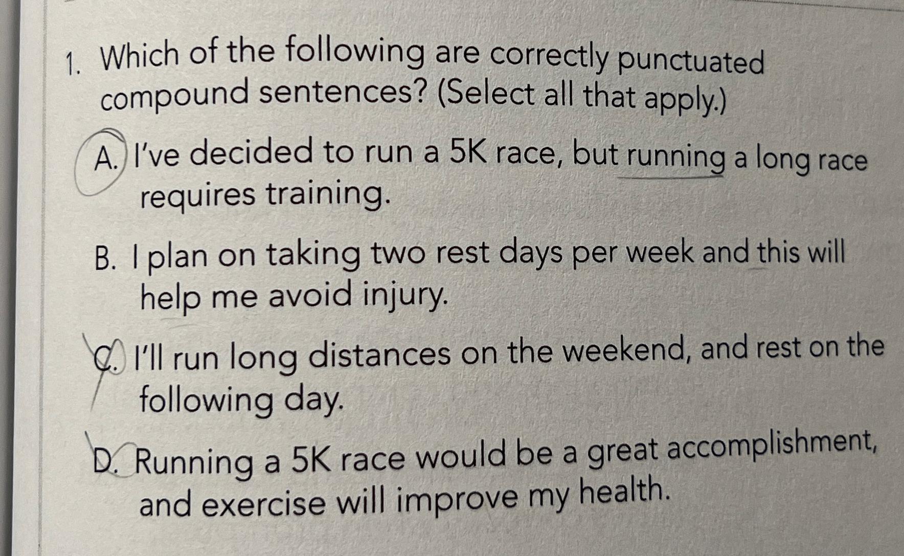 Solved Which of the following are correctly punctuated | Chegg.com