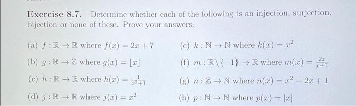 Solved Exercise 8 7 Determine Whether Each Of The Following