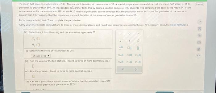 Solved The mean SAF score in mathematics is 597 . The | Chegg.com