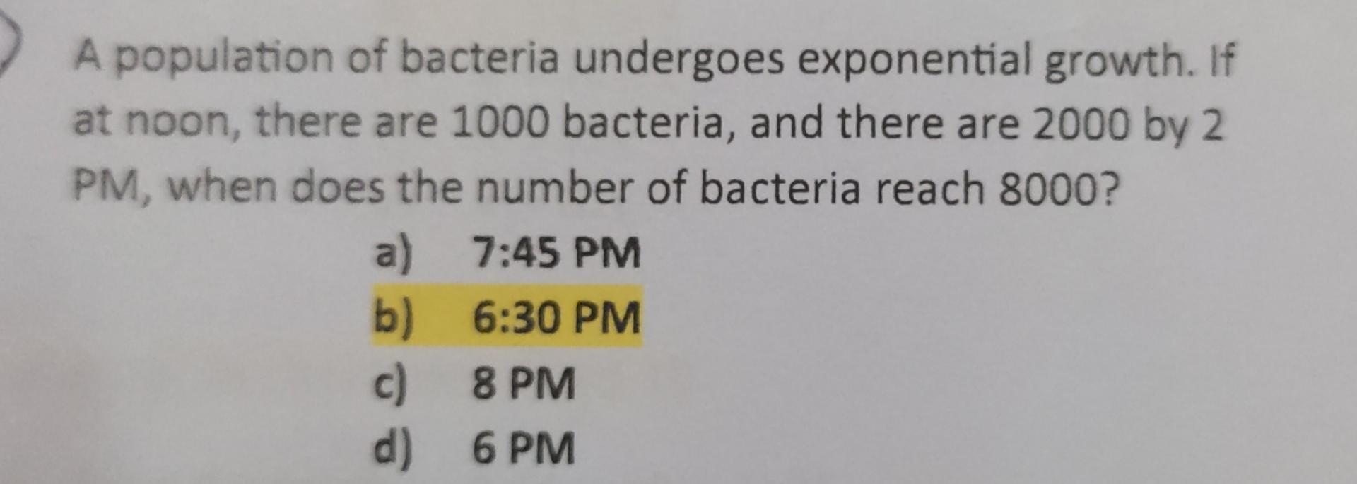 Solved A population of bacteria undergoes exponential | Chegg.com