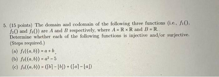 Solved 5. ( 15 points) The domain and codomain of the | Chegg.com