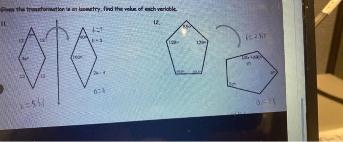 Solved Given the transformation is an isometry, find the | Chegg.com