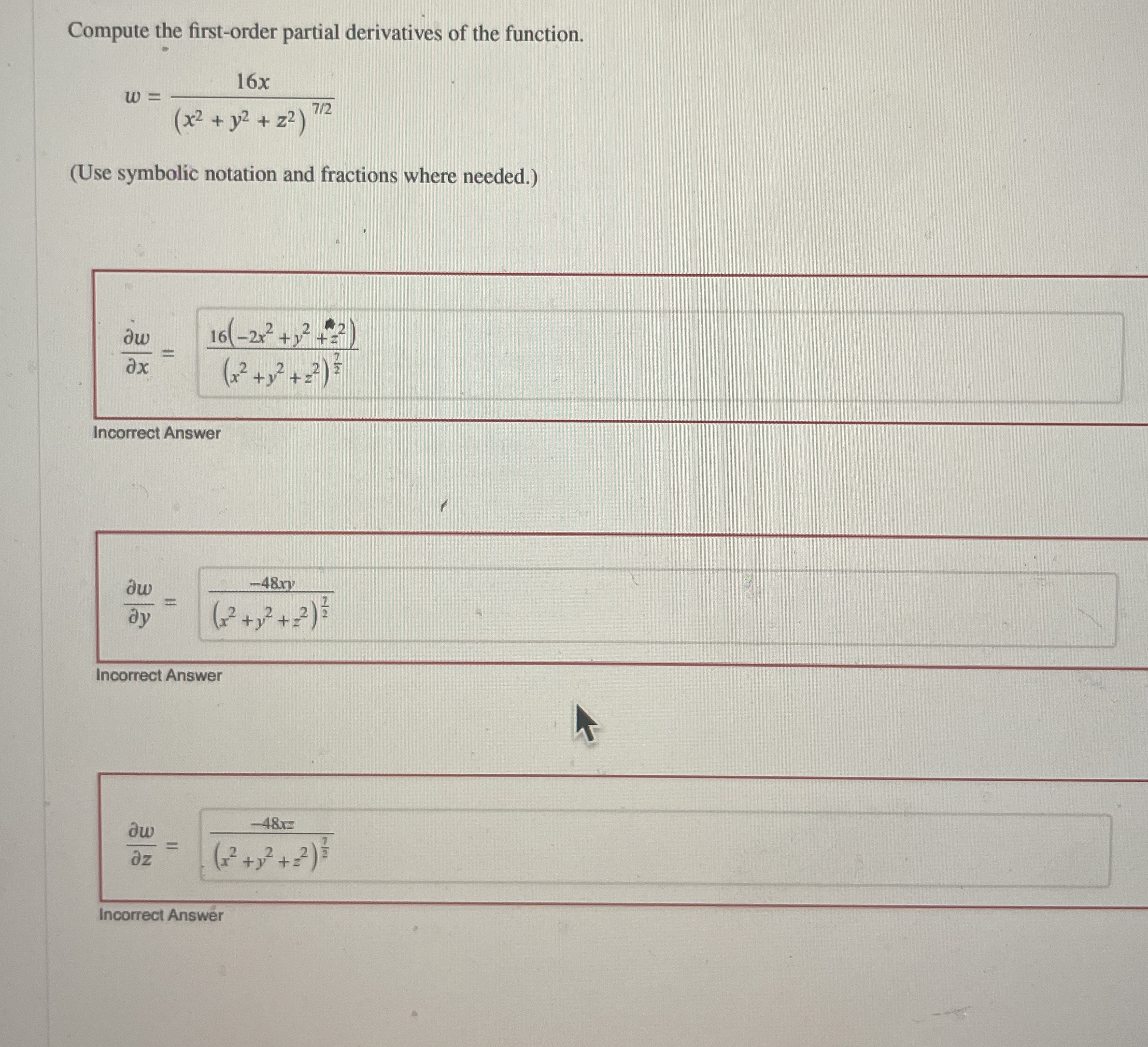 Solved Compute the first-order partial derivatives of the | Chegg.com