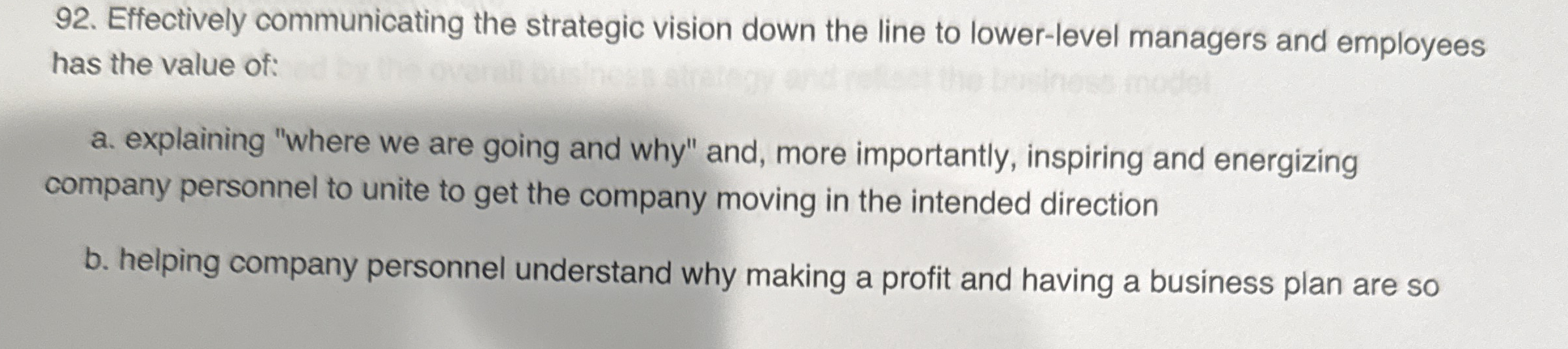 Solved Effectively communicating the strategic vision down | Chegg.com