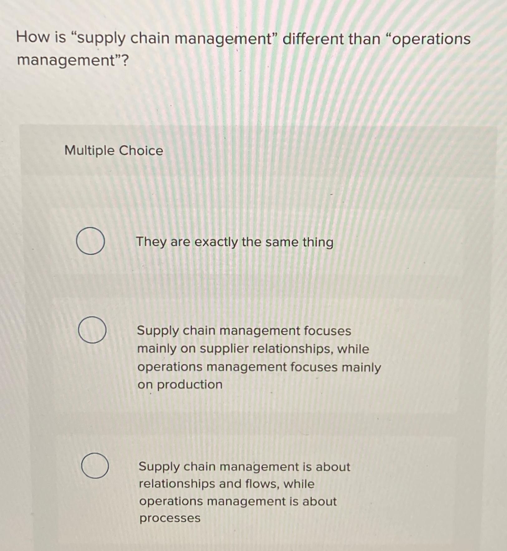 Solved How is "supply chain management" different than | Chegg.com