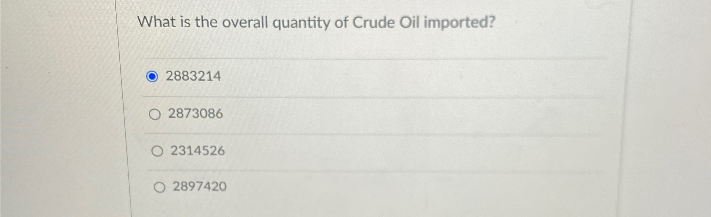 Solved What is the overall quantity of Crude Oil | Chegg.com