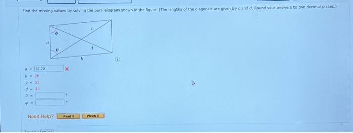 Solved Find the missing values by solving the parallelogram | Chegg.com