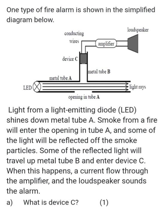 Solved One type of fire alarm is shown in the simplified | Chegg.com