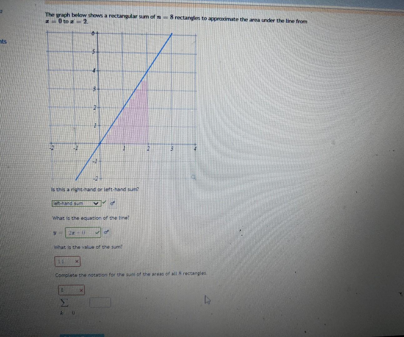 Solved The graph below shows a rectangular sum of n1 = 8 | Chegg.com