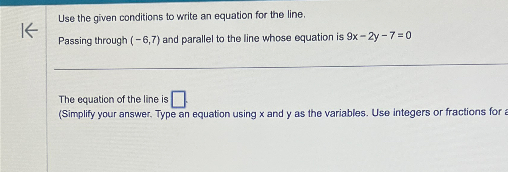 Solved Use the given conditions to write an equation for the | Chegg.com