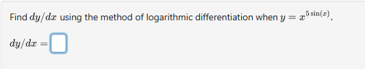 Solved Find dydx ﻿using the method of logarithmic | Chegg.com