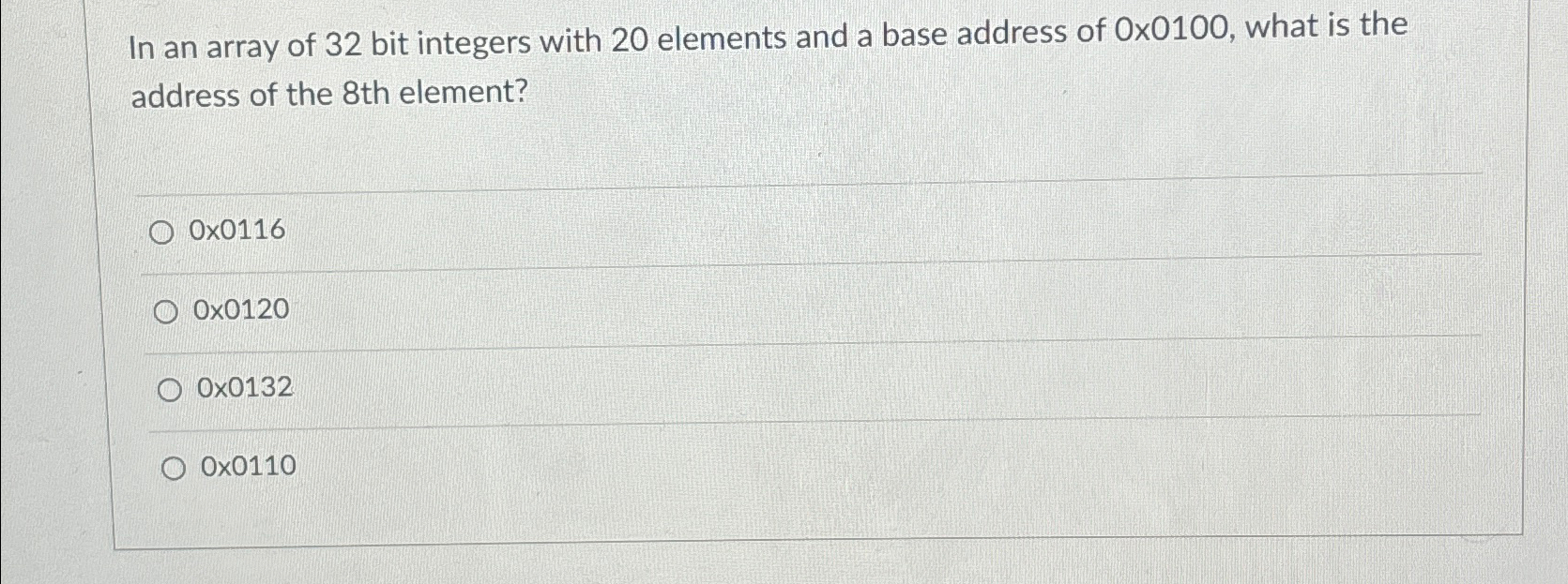 Solved In an array of 32 ﻿bit integers with 20 ﻿elements and | Chegg.com