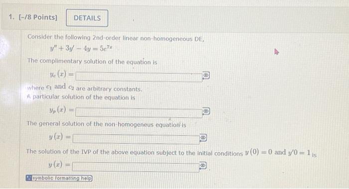Solved Consider the following 2nd-order linear | Chegg.com