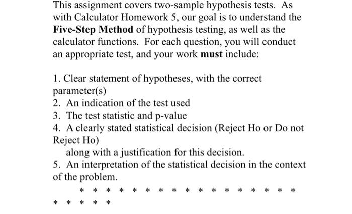 Solved This Assignment Covers Two Sample Hypothesis Tests 6073